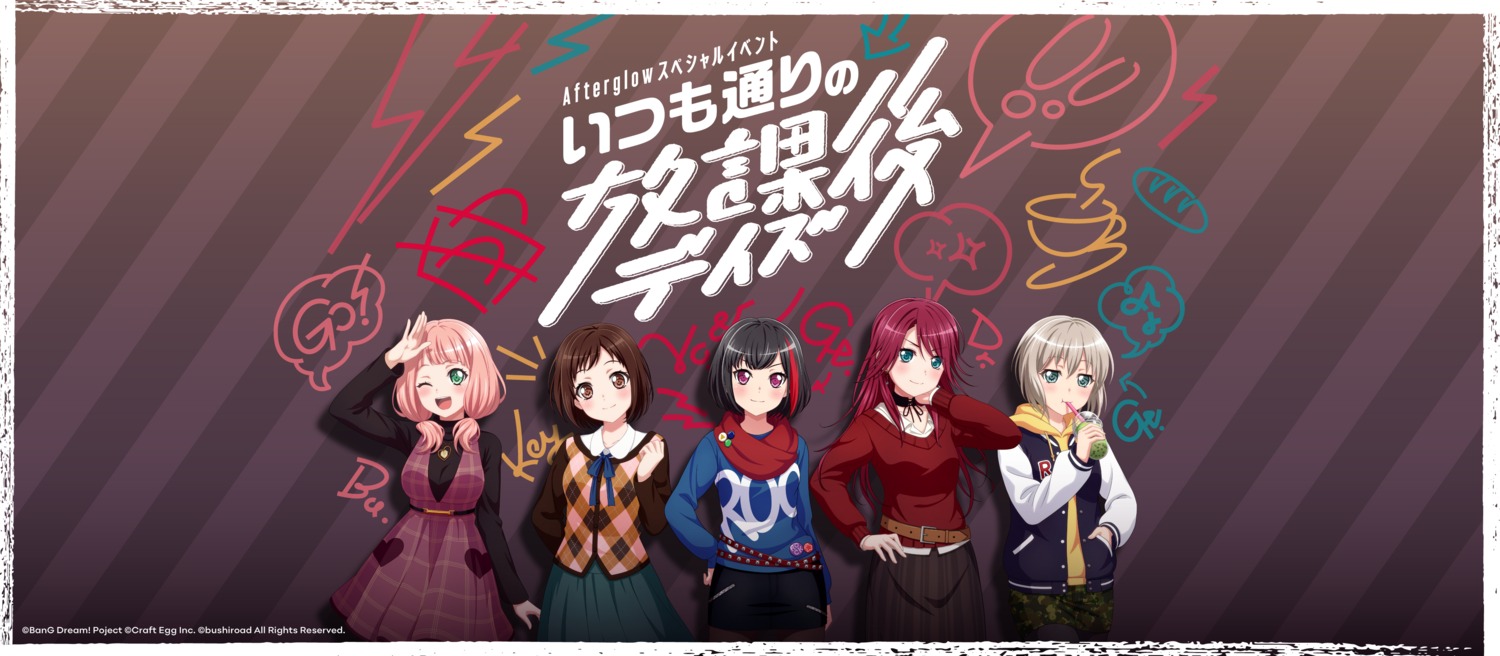 bang dream! aoba moca hazawa tsugumi mitake ran udagawa tomoe uehara himari dress pantyhose ...